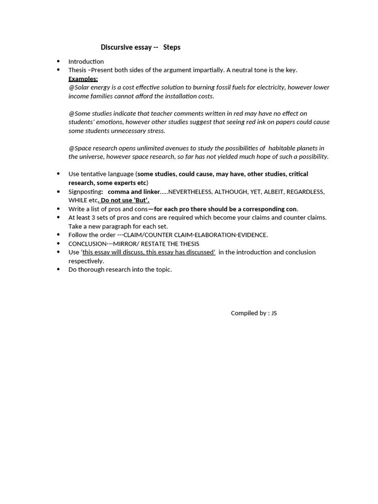 Discursive Essay Writing Guide | PDF