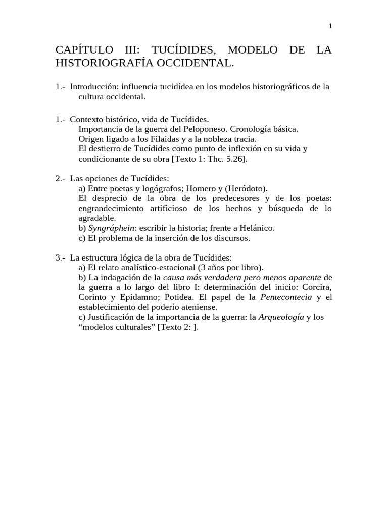 Tema 2 (II) - Tucídides. Contenidos | PDF | Tucídides | Guerra del Peloponeso