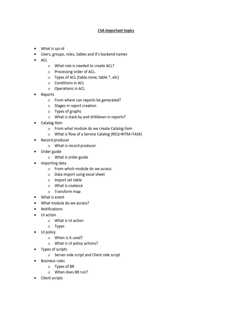 CSA Important Topics | PDF