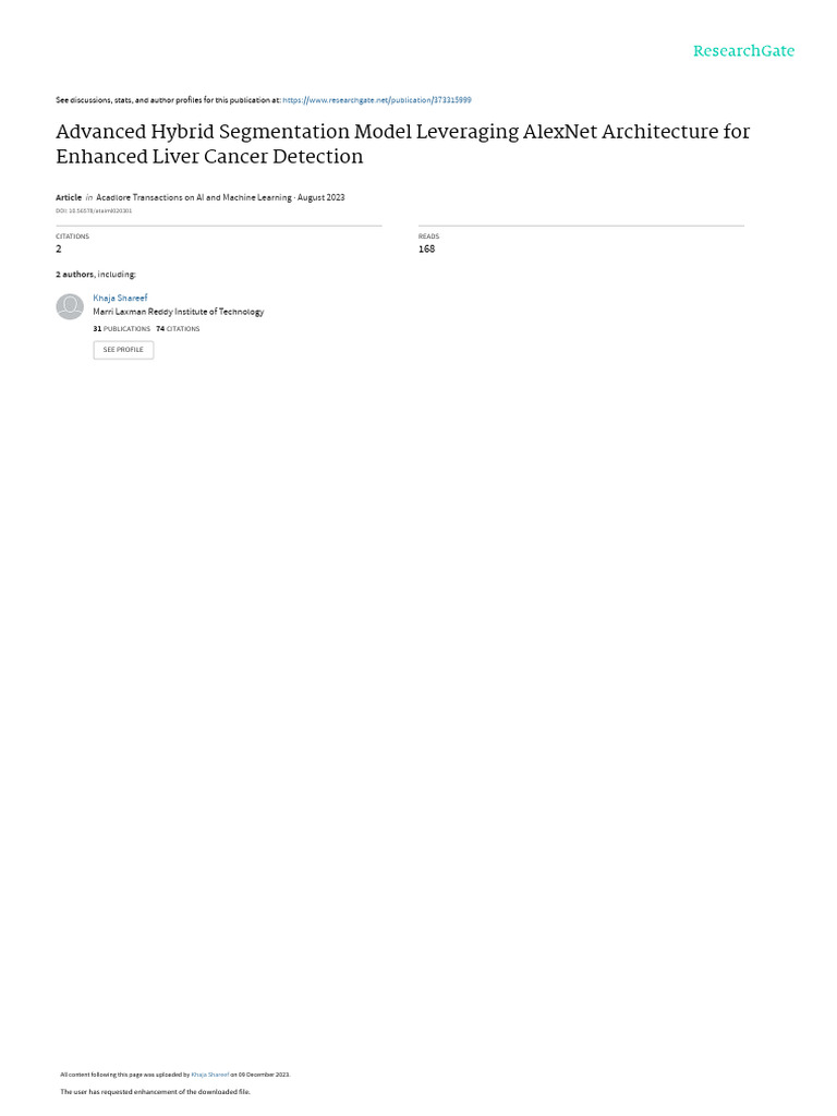 Advanced Hybrid Segmentation Model Leveraging Alex | PDF | Image Segmentation | Radiology