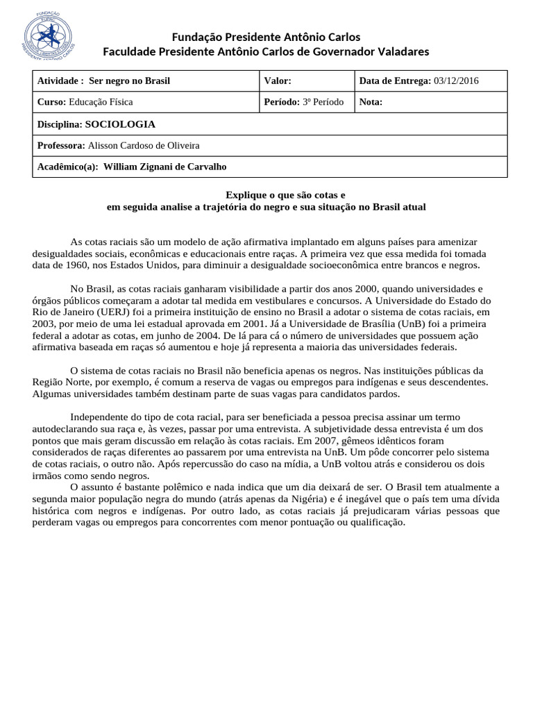 As Cotas Raciais São Um Modelo | PDF | Raça (categorização humana) | Brasil