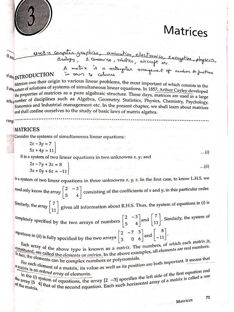 CH-3 Matrices Applied Maths | PDF