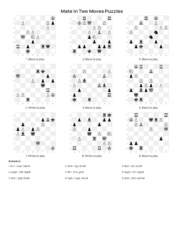 Mate in Two Moves Chess Puzzles Normal Difficulty ChessGo - in | PDF ...