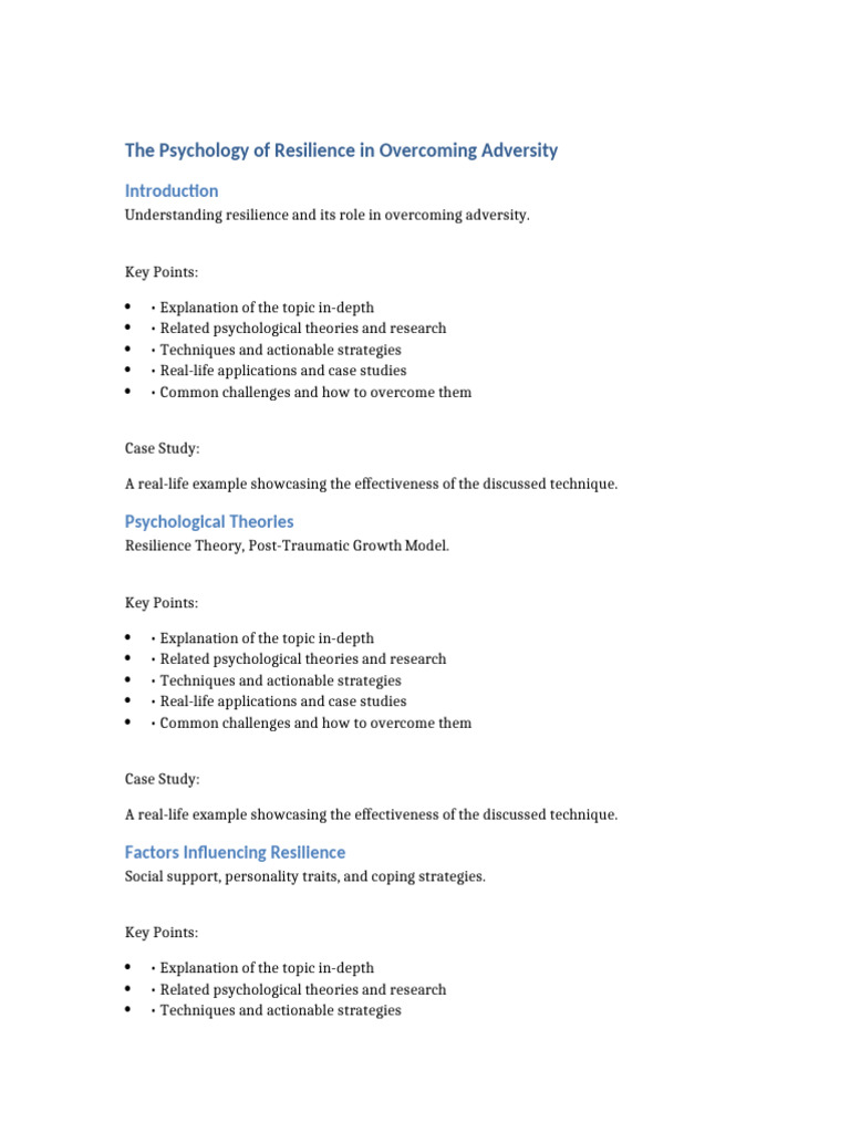 The Psychology of Resilience in Overcoming Adversity | PDF | Psychological Resilience | Psychology