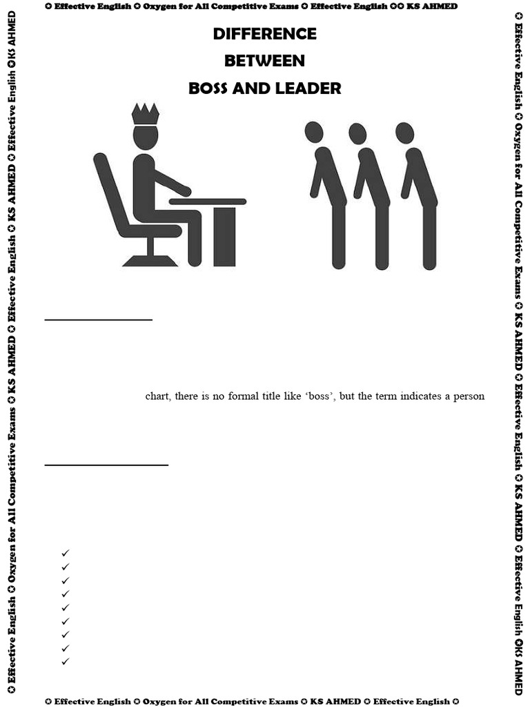 Difference Between Boss Vs Leaders-Ks Ahmed | PDF | Goal | Industrial ...