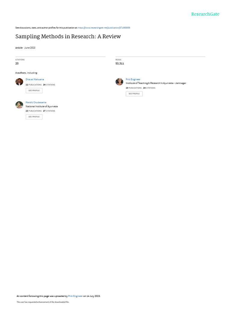 8 Samplingmethodinresearch-Areview | PDF | Stratified Sampling | Sampling (Statistics)