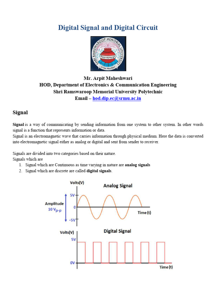Digital Signal and Digital Circuit | PDF | Digital Electronics | Electronic Circuits