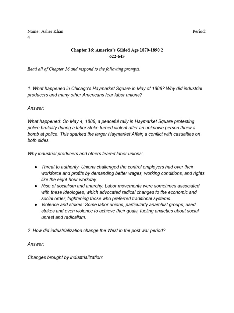 Chapter 16 - America's Gilded Age 1870-1890 2 | PDF | Native Americans ...