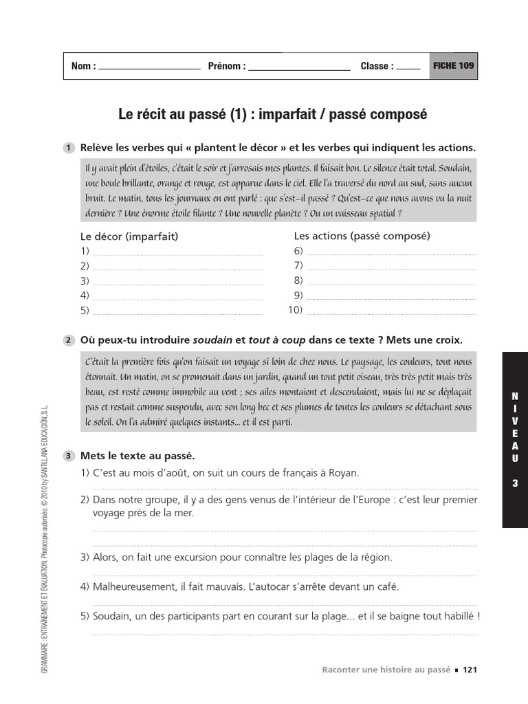 Passé Composé et Imparfait : Exercices | PDF