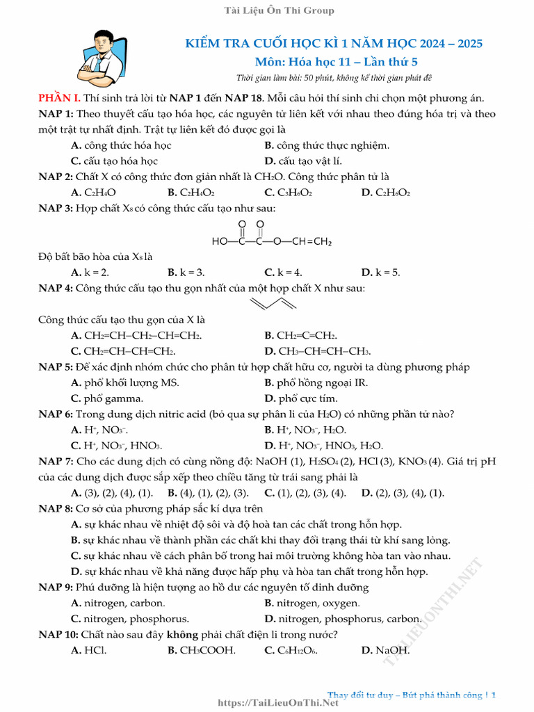 68 Bộ đề CKI - Lớp 11 - Đề số 5 + 6 | PDF