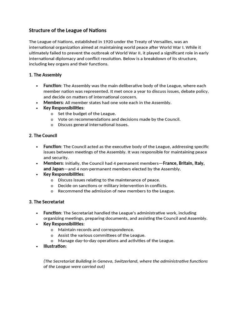 The League of Nations Notes | PDF | League Of Nations | Nazi Germany