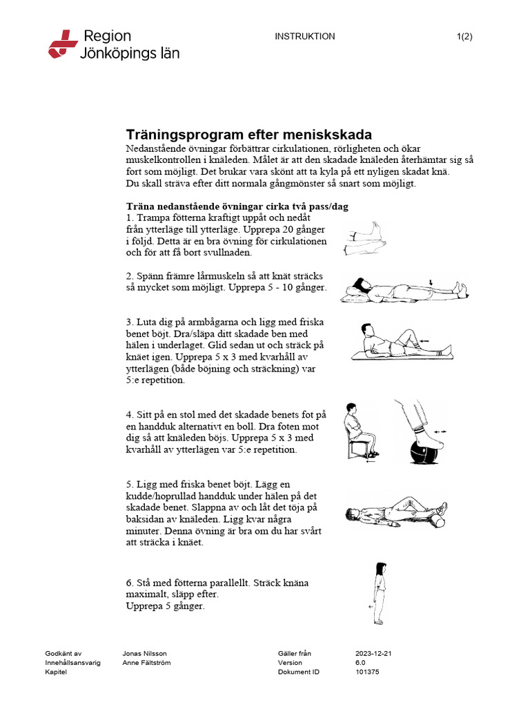 Menisk Skada Rehab | PDF