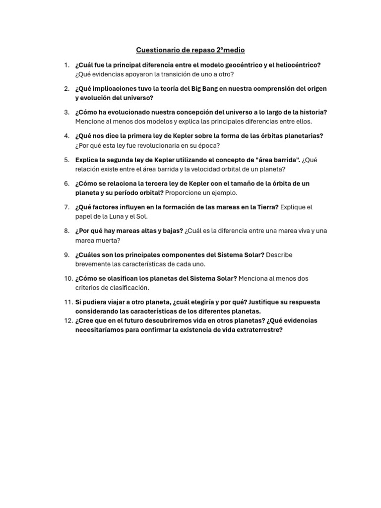 Cuestionario de repaso | PDF