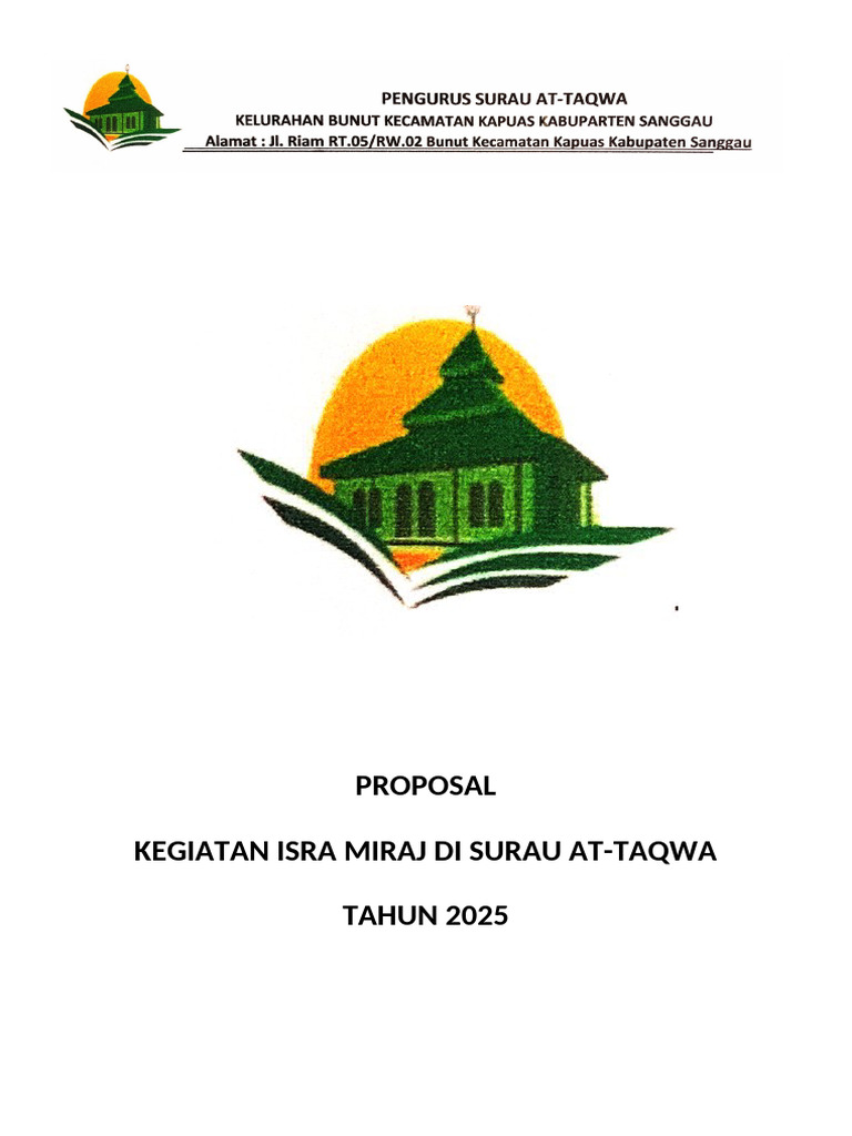 Proposal Kegiatan Isra Miraj Di Surau at | PDF