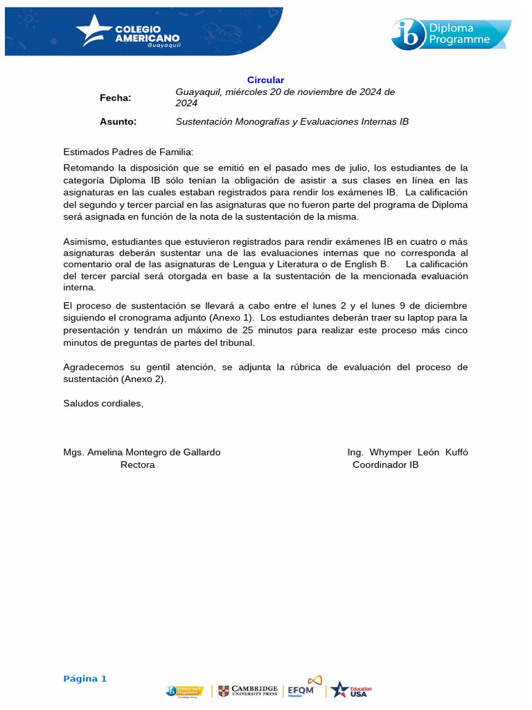 Circular Sustentación Monografía BI Final | PDF | Conocimiento | Argumento
