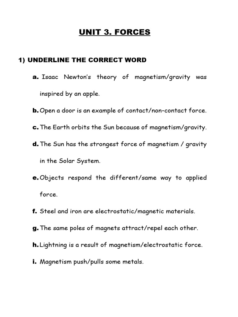 Forces and Magnetism Quiz | PDF