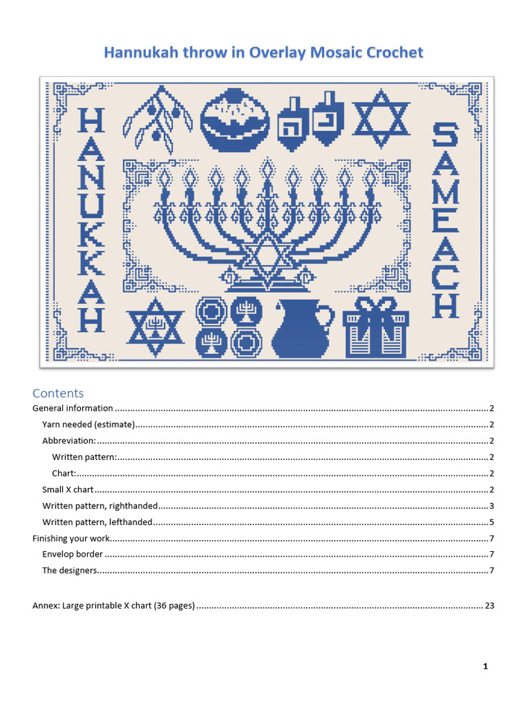 Hanukkah Cal Part 1 Hebrew | PDF | Crochet | Textiles
