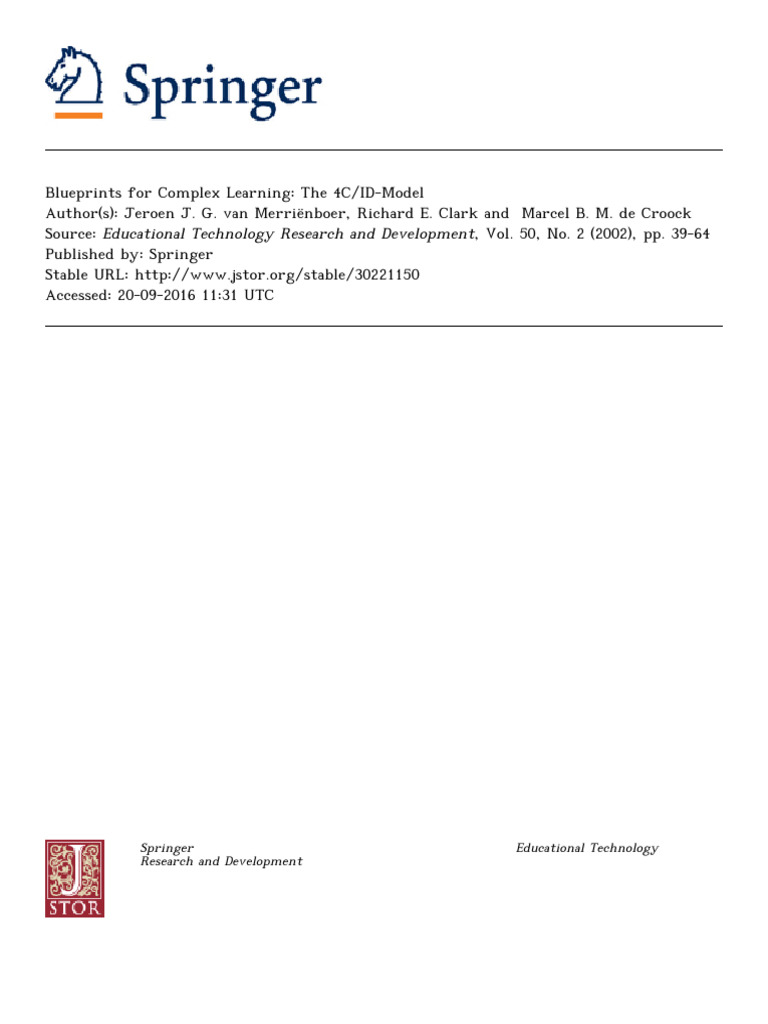 Blueprints For Complex Learning - The 4C - ID-Model | PDF | Learning ...