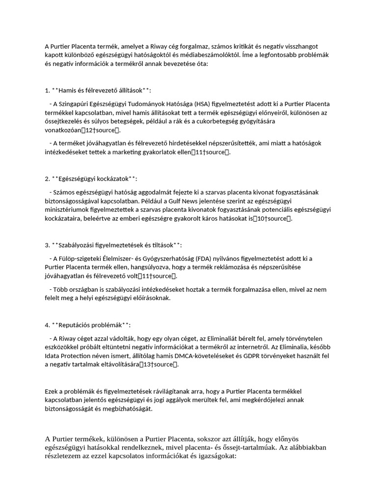 A Purtier Placenta Termék | PDF