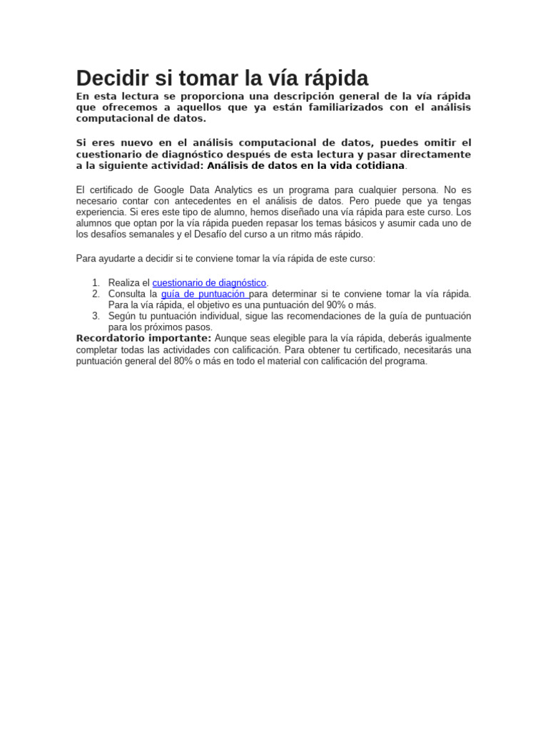 1.4. - Decidir Si Tomar La Vía Rápida | PDF
