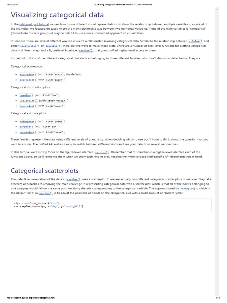 Visualizing Categorical Data - Seaborn 0.13.2 Documentation | PDF ...