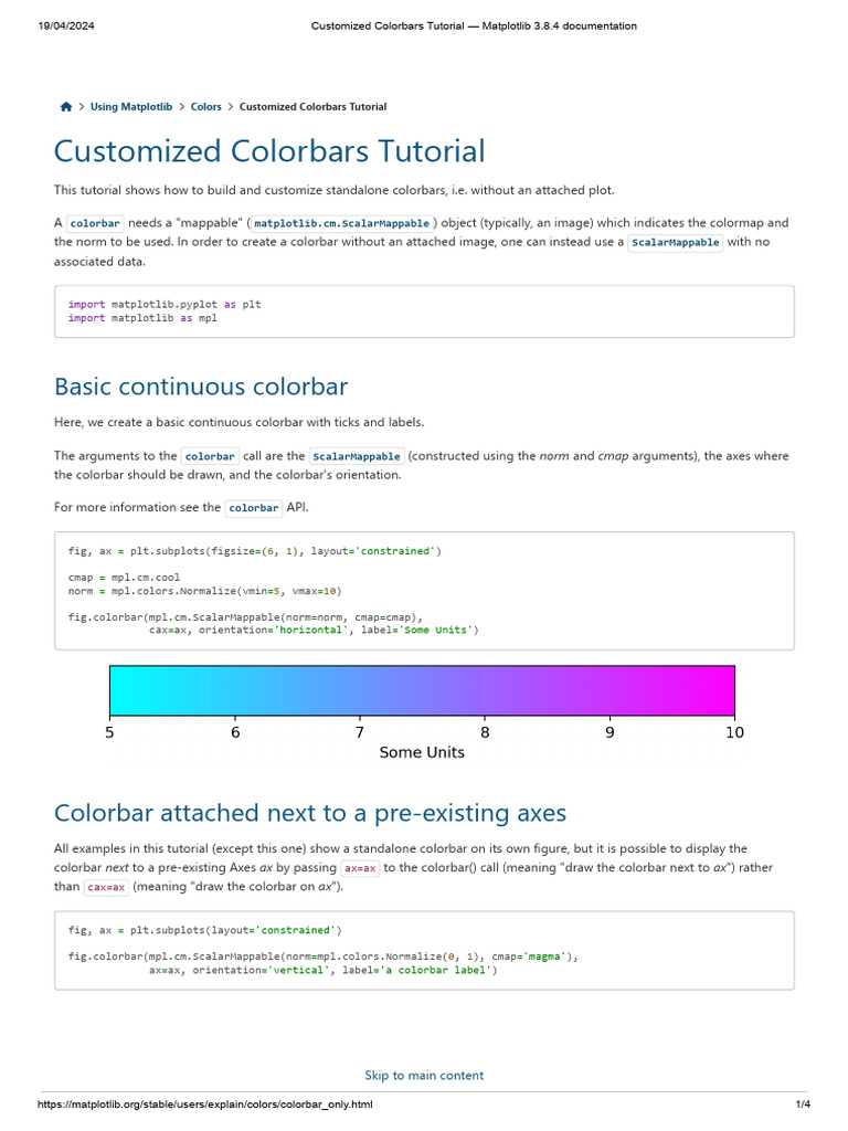 Customized Colorbars Tutorial - Matplotlib 3.8.4 Documentation | PDF ... Customized Colorbars Tutorial - Matplotlib 3.8.4 Documentation | PDF ...