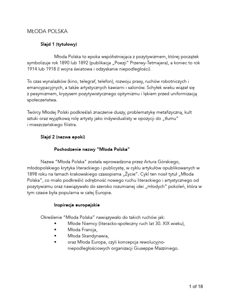 Mloda Polska Not | PDF