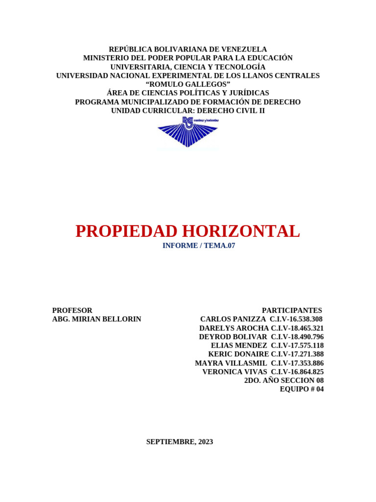 TEMA 7. PROPIEDAD HORIZONTAL DERECHO CIVIL | PDF | Condominio | Justicia
