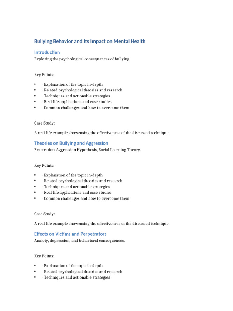 Bullying's Impact on Mental Health | PDF | Bullying | Psychology