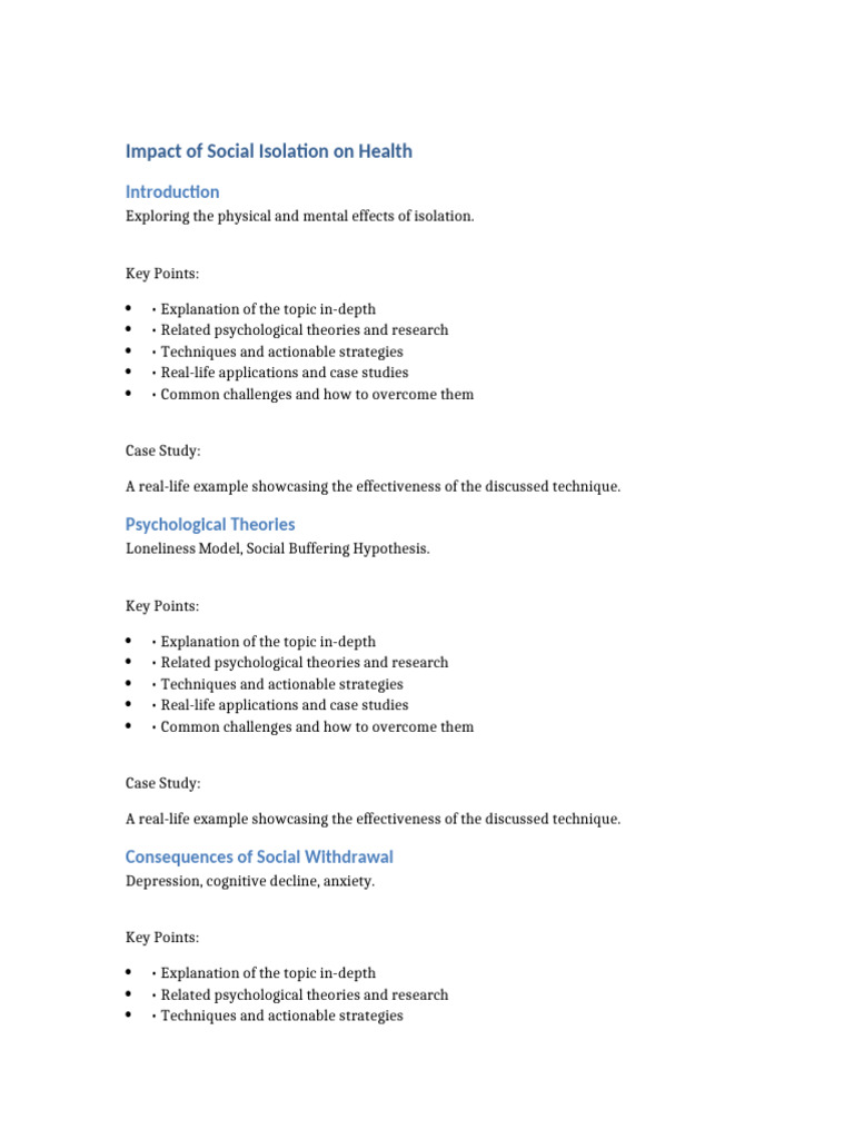 Health Effects of Social Isolation | PDF | Psychology | Theory