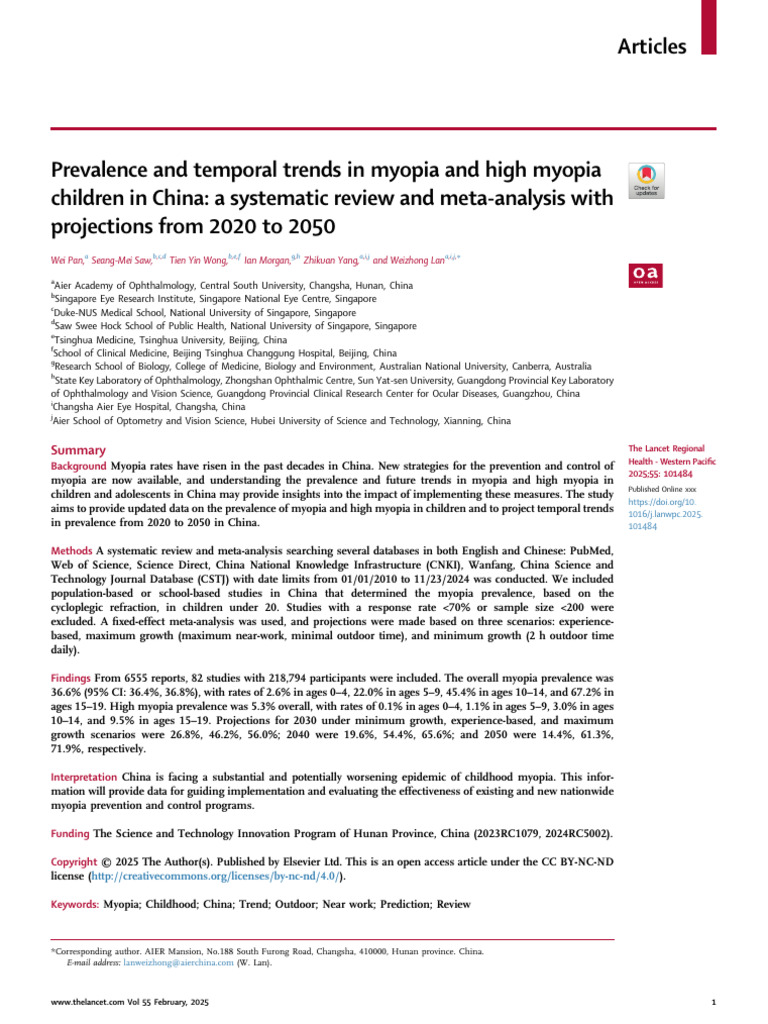 Saw and Ian - Projections 2050 | PDF | Myopia | Ophthalmology