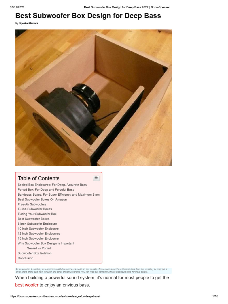 Best Subwoofer Box Design For Deep Bass 2022 - BoomSpeaker | PDF ...