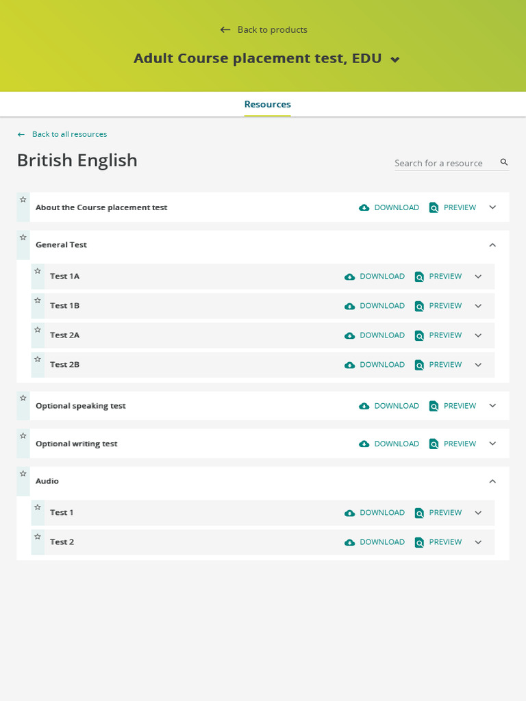 Course Placement Test, Adult Resources Pearson English Portal | PDF