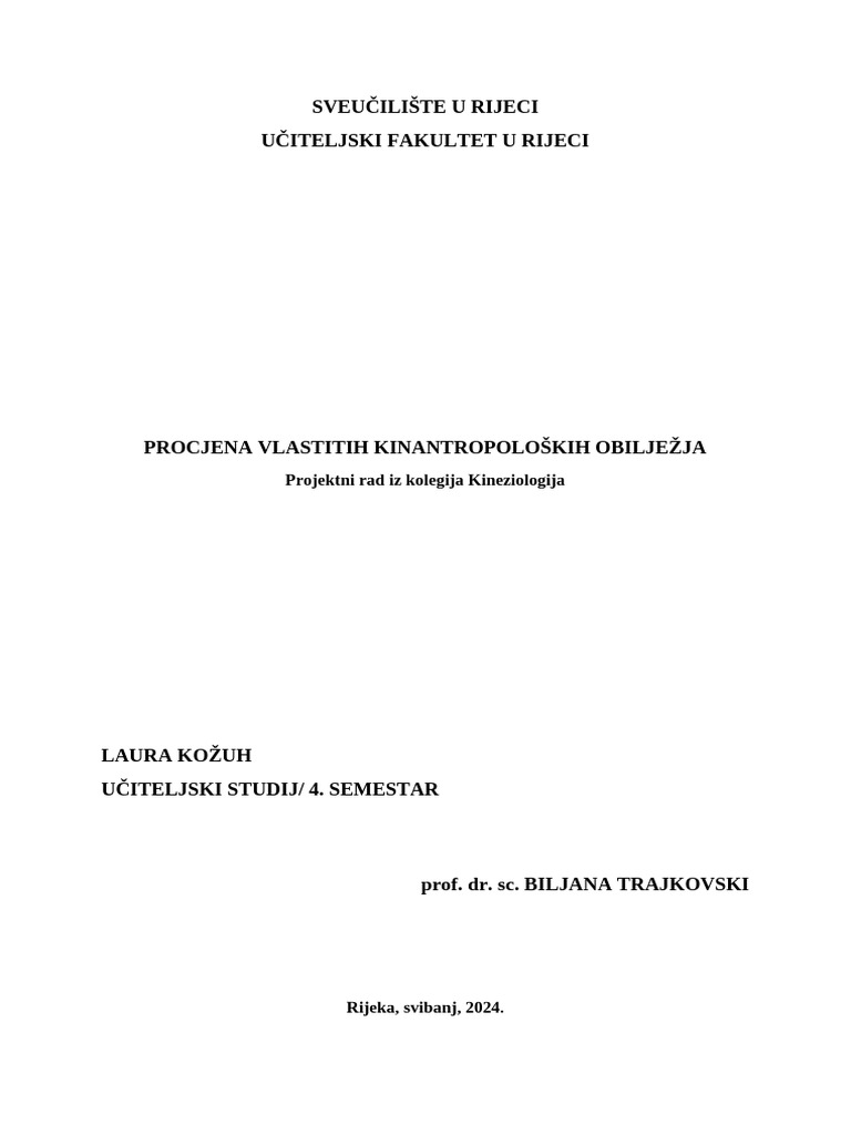 Procjena Kin Obiljezja Laura | PDF