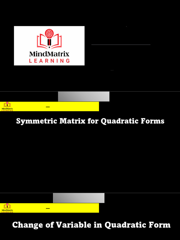 Quadratic Forms in Linear Algebra | PDF