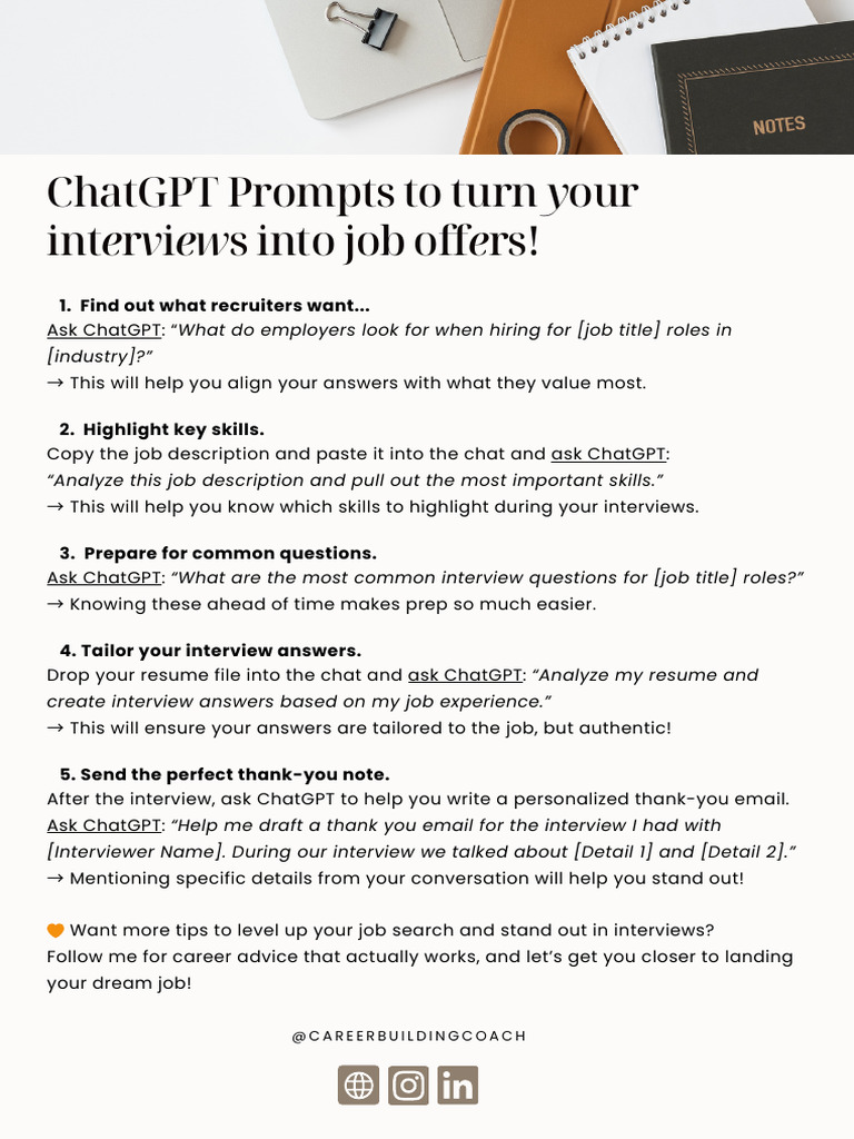 ChatGPT Interview Prep Tips | PDF