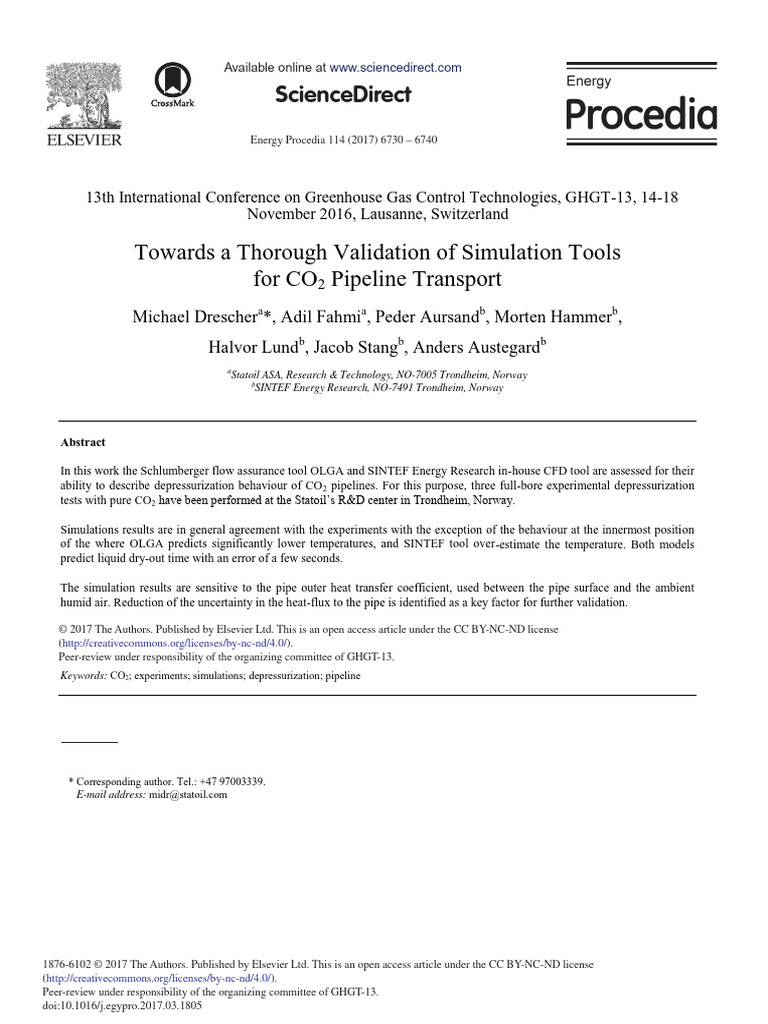 CO2 Pipeline Depressurization Simulation Validation | PDF | Heat ...