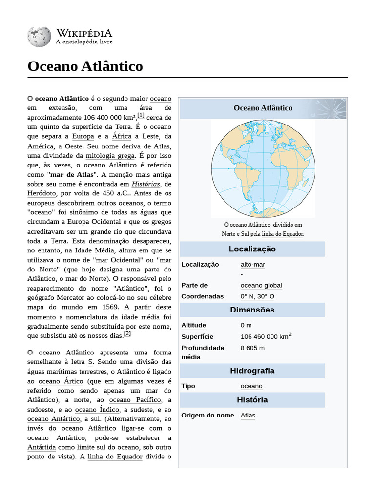 Oceano Atlântico | PDF | Oceano Atlântico | Hidrografia