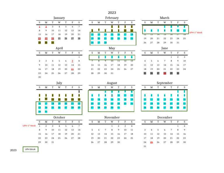 2023 Calendar Printable Classic With Holidays Portrait en SG | PDF