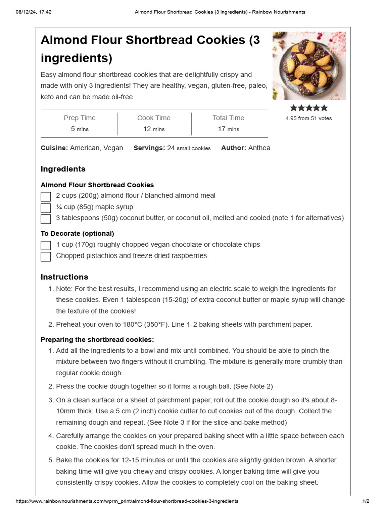 Vegan Almond Shortbread Recipe | PDF | Baking | Almond