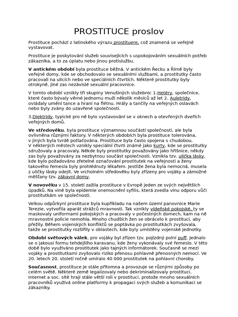 PROSTITUCE Proslov | PDF
