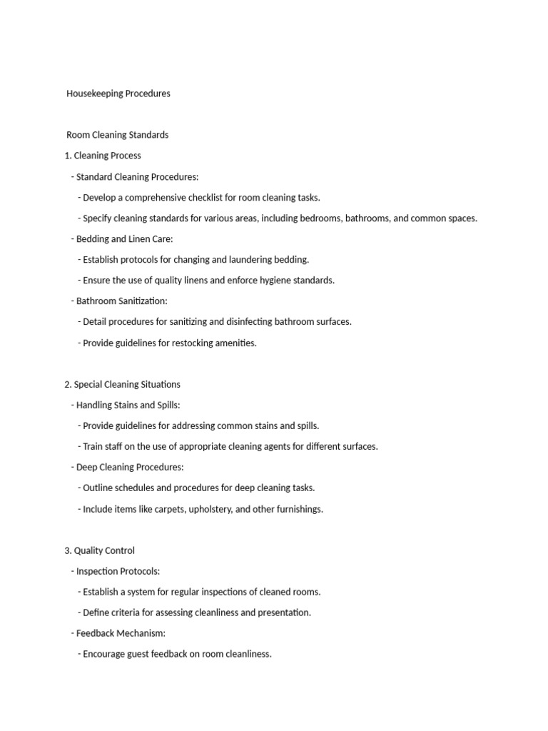9 Housekeeping Procedures | PDF | Housekeeping | Linens