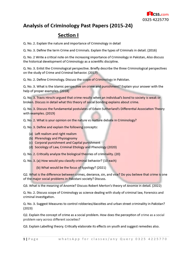 Criminology Exam Insights | PDF | Criminology | Juvenile Delinquency