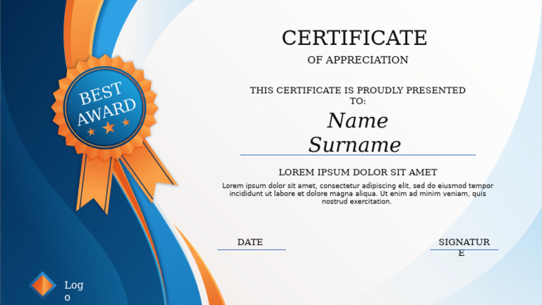 Best Award Certificate Template | PDF