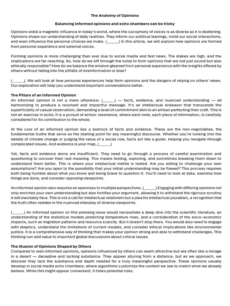 Understanding Informed Opinions vs. Echo Chambers | PDF | Critical ...