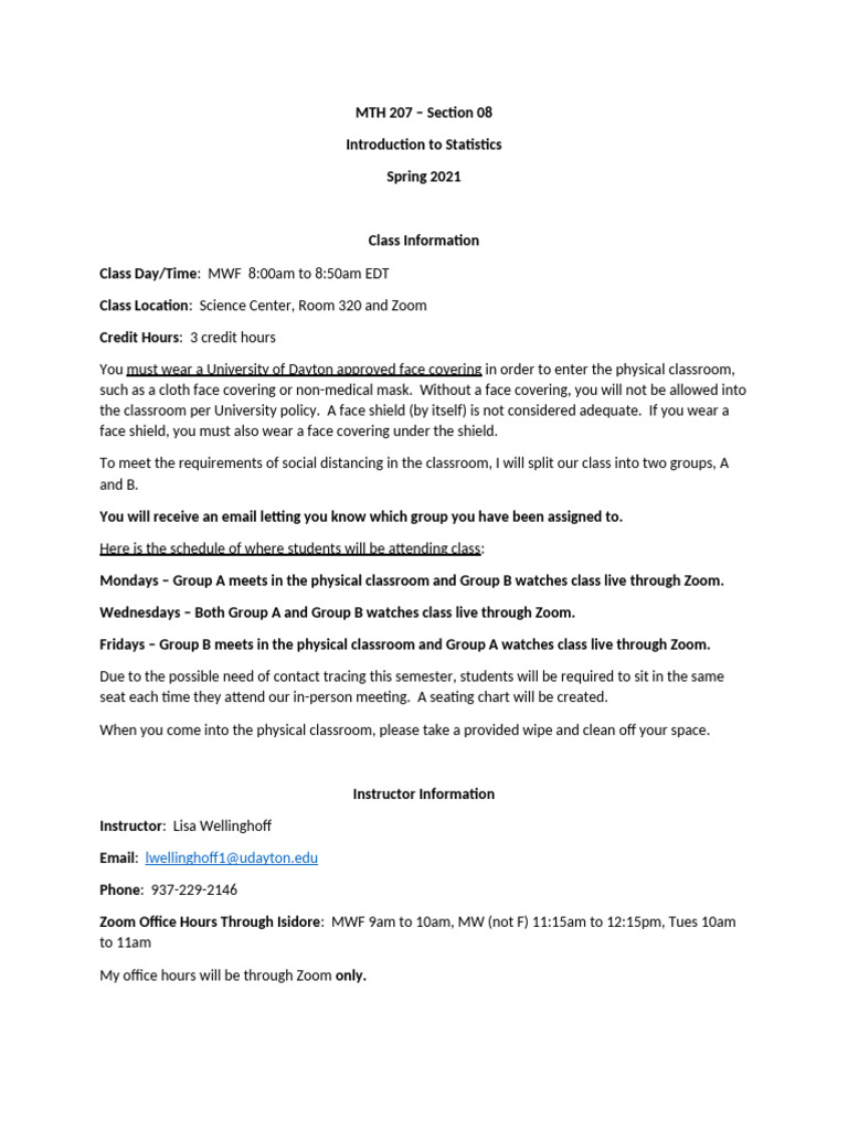 MTH 207: Intro to Statistics Spring 2021 | PDF | Statistics | Computing