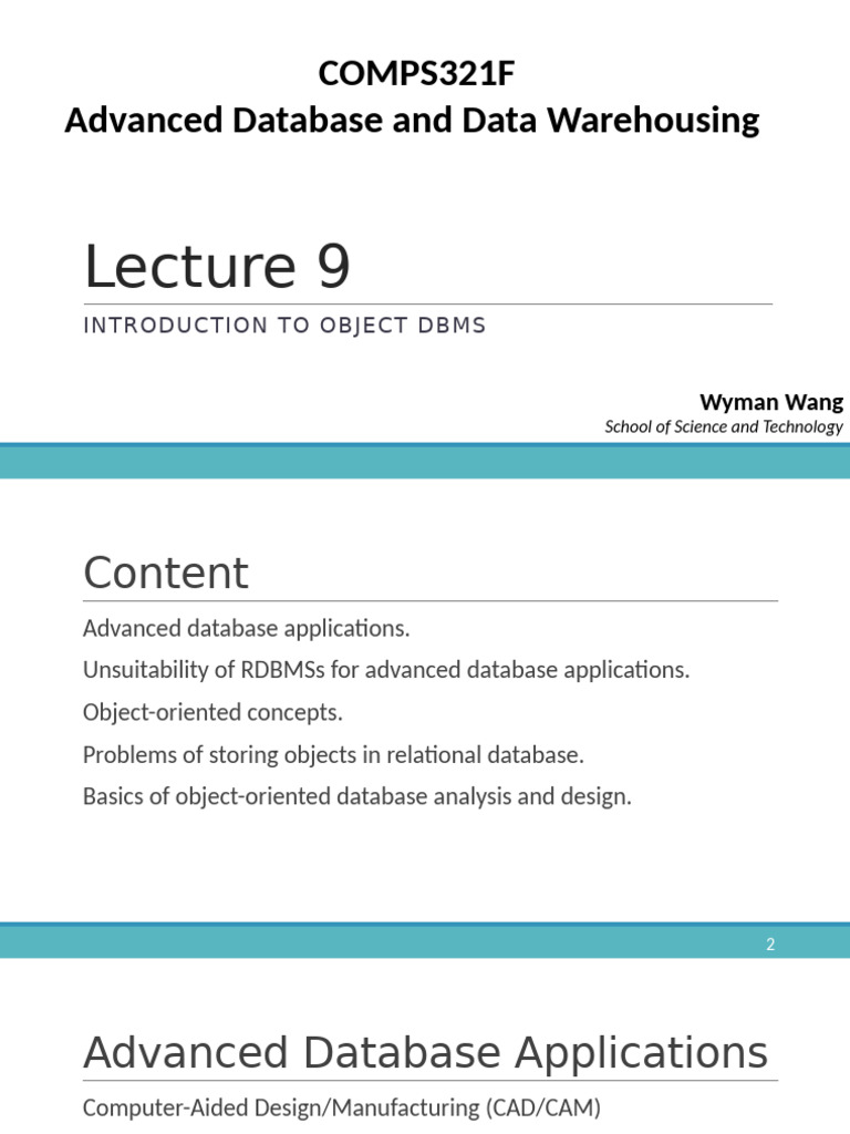 321F Lect09-Ch27 - OODB - v1 | PDF | Relational Database | Databases