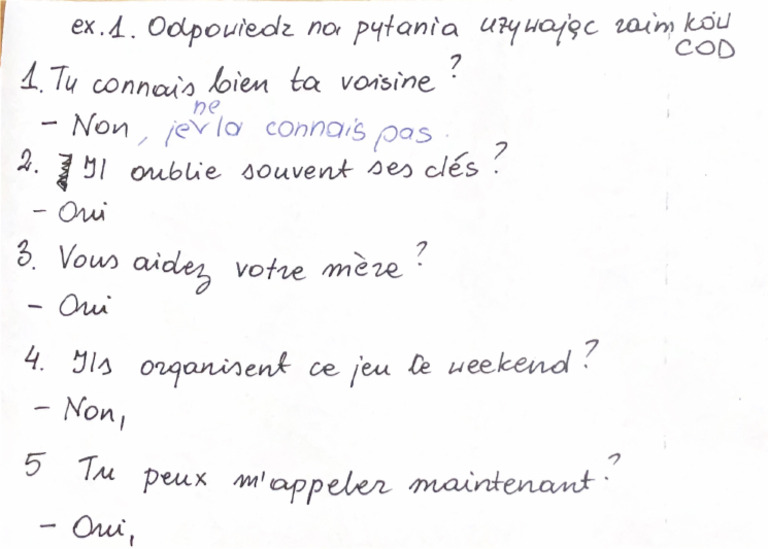 Zadanie COD Francuski | PDF