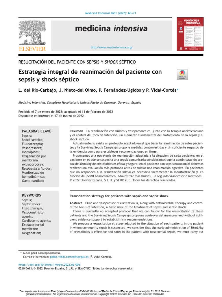 Estrategia Integral de Reanimación Del Paciente Con Sepsis y Shock ...
