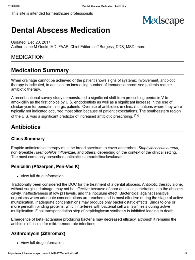 Dental Abscess Medication - Antibiotics | PDF | Penicillin | Health ...